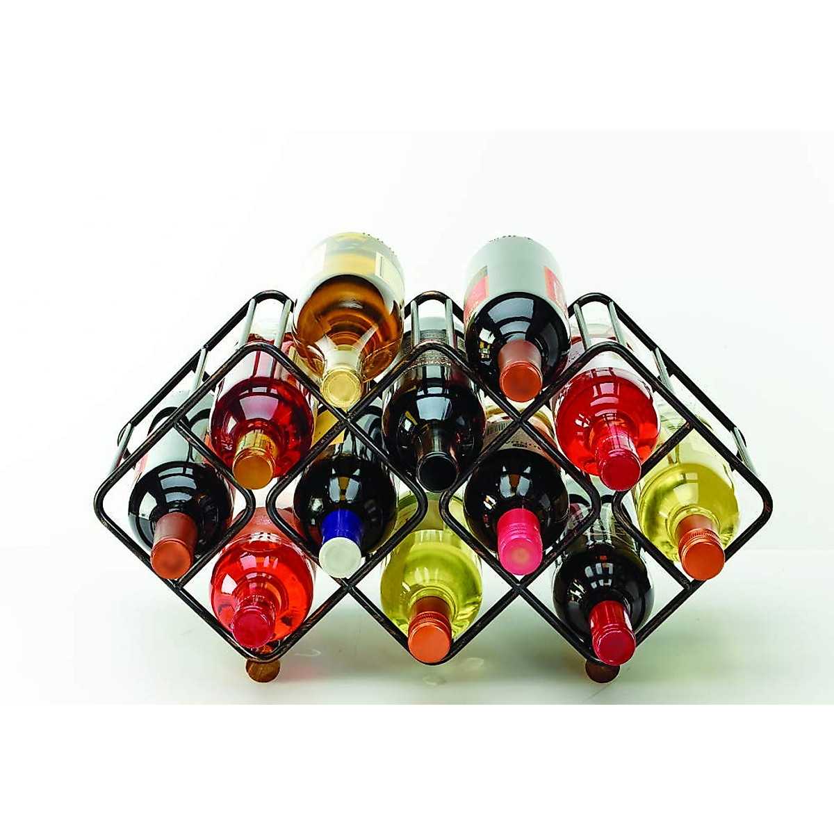 Gourmet Basics by Mikasa 12-Bottle Metal Stackable Wine Storage Rack, Antique Black