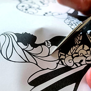 CANARY Small Sharp Scissors for Paper Cut Art and Collage, Professional Mini Scissors with Fine Precision Tips, Japanese Stainless Steel Blade, Papercutting Detail Scissors Tool, Black, Made in JAPAN