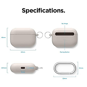 elago Liquid Silicone Case Compatible with AirPods Pro Case Cover - Keychain Included, Triple Layer Protection, Safeguard Design, Supports Wireless Charging [Stone]