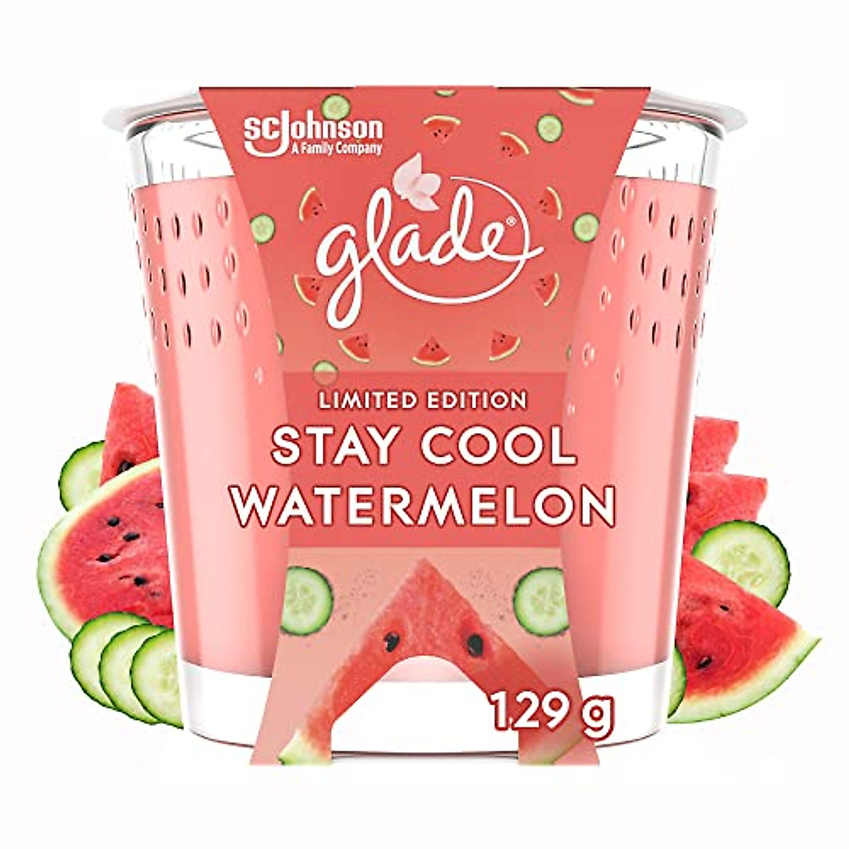 Glade Candle, Small Scented Candle, Stay Cool Watermelon, 6 Pack (6 x 129 g)