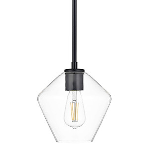 Linea di Liara Macaria Modern Glass Farmhouse Pendant Lighting for Kitchen Island and Over Sink Lighting Fixtures Matte Black Pendant Light Hanging Ceiling Light Angled Clear Glass Shade, UL Listed