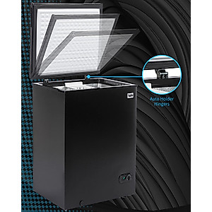 TABU 10.0 Cu Ft Chest Freezer, Deep Freezer with Removable Storage Basket, Top Open Door Chest Freezer, Black Freezer with 7 Level Adjustable Temperature, Compact Freezer with Top Open Door (Black)