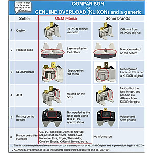 [6750C-0004S Overload OEM Mania] 6750C-0004S ORIGINAL KLIXON Produced for LG Refrigerator Overload Protector Replacement Part - Item code: 314TFBYY-520