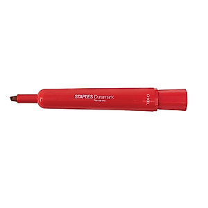 STAPLES Duramark™Permanent Markers, Chisel Tip, Red, Dozen