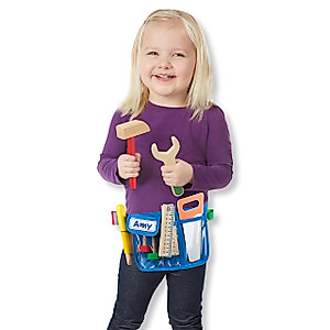Melissa & Doug Deluxe Tool Belt Set - 5 Wooden Tools, 8 Building Pieces, Adjustable Belt