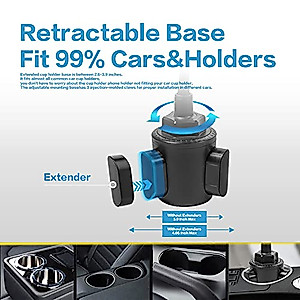 2-in-1 Cup Holder Phone Mount,Cup Holder Cradle for Cell Phone Universal Adjustable Gooseneck Cup Phone Holder,Cup Holder Phone Holder,No Shaking & Stable & Adjustable Pole,Fit for All 4"-7" Phones