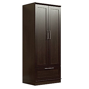 BOWERY HILL Metal Wardrobe Armoire with Garment Rod in Dakota Oak