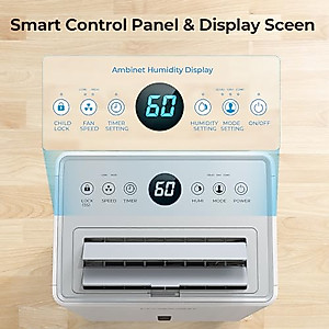 1500 Sq.ft Dehumidifier for Basement, PlUSCENT 21 Pints Quiet Dehumidifiers for Home, Large Room, Bedroom with Drain Hose, Smart Humidity Control & Monitor, 3 Operation Modes, 24H Timer, Auto Defrost