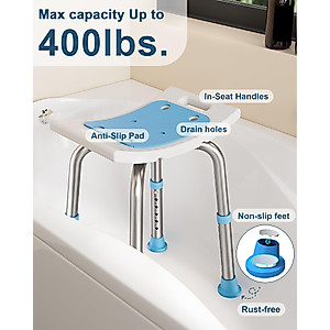 HOMLAND Shower Chair for Inside Shower, FSA/HSA Eligible 400 lbs Adjustable Shower Stool with Suction Feet, Shower Seat for Inside Tub Bathroom Bench Bath Chair for Elderly and Disabled