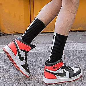 Qiangyun Men's & Women's Athletic Cushioned Compression Crew Basketbal Socks for Work Sports (Sport Socks A-01, Large)