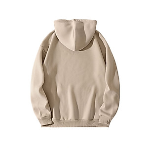 SOLY HUX Graphic Hoodies for Men Letter Print Long Sleeve Casual Streetwear Pullover Sweatshirt with Pocket Apricot Graphic L