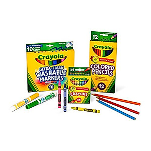 Crayola Back To School Supplies, Grades 3-5, Ages 7, 8, 9, 10, Contains 24 Crayola Crayons, 10 Washable Broad Line Markers, and 12 Colored Pencils [Amazon Exclusive]