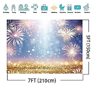 AIIKES 7X5FT Happy New Year Backdrops Bokeh Photography Backdrop Sparkling Fireworks Abstract Bokeh Halo Gold Spots Background 2024 New Years Holiday Party Decoration Photo Studio Props 12-624