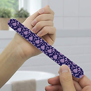 Purple Peeps In Garden Pattern Double-Sided Nail File Emery Board Set 4 Pack