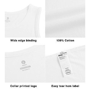 LAPASA Men's 100% Cotton Tank Top Ultra Soft Sleeveless Crewneck Breathable A-Shirts Basic Solid Undershirts Vest 4 Pack M36 XX-Large Black, White, Navy, Heather Grey