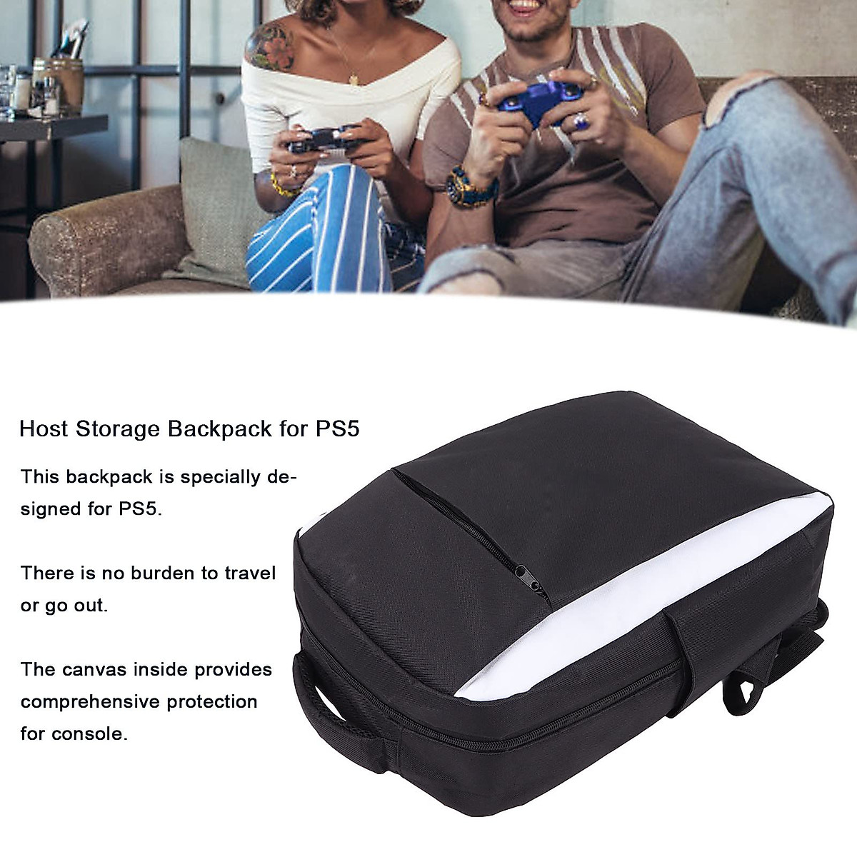 Sanpyl Gaming Console Backpack, Game Console Carrying Case Multifunction PlayStation5 Console Storage Backpack Portable Shockproof Travel Backpack Bag