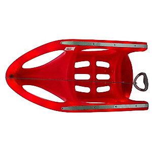POCO DIVO Snow Shuttle Fun Sled Winter Sports Steel Shims Snowboard Durable Toboggan, Red