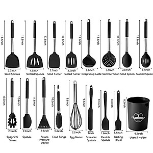 oiuwuig Cooking Utensils Set, Kitchen Utensils 17pcs Cooking Utensils Set, Heat Resistant Non-stick Silicone Kitchen Spatula Set with Stainless Steel Handle (BPA Free, Non Toxic)
