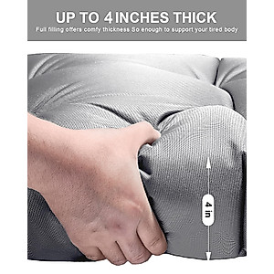 LCYY.JJ Outdoor Swing Cushions,Thicken 4'' Outdoor Bench Cushion 2-3 Seater with Backrest,Outdoor Porch Swing Cushions Placement with Ties, for Garden Recliner Seat Furniture Patio/light gray