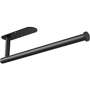 Amazing Goods Paper Towel Holder Under Cabinet Mount, Paper Towels Rolls for Kitchen, Adhesive Wall Mount Paper Towel Holders Fits All Roll Sizes, No Drilling, Silver (Black)