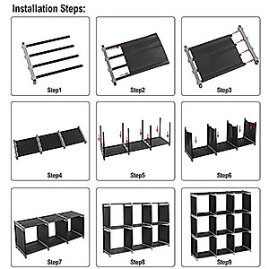 Ochine Cube Storage 9 Cube Closet Organizer Shelves Storage Cube Organizer Bookshelf DIY Closet Organizer Storage Cabinet Shelving Bins Bookcase for Home Bedroom Living Room Office (Ship from USA)