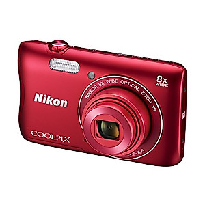 Nikon COOLPIX S3700 Digital Camera with 8x Optical Zoom and Built-In Wi-Fi (Red)
