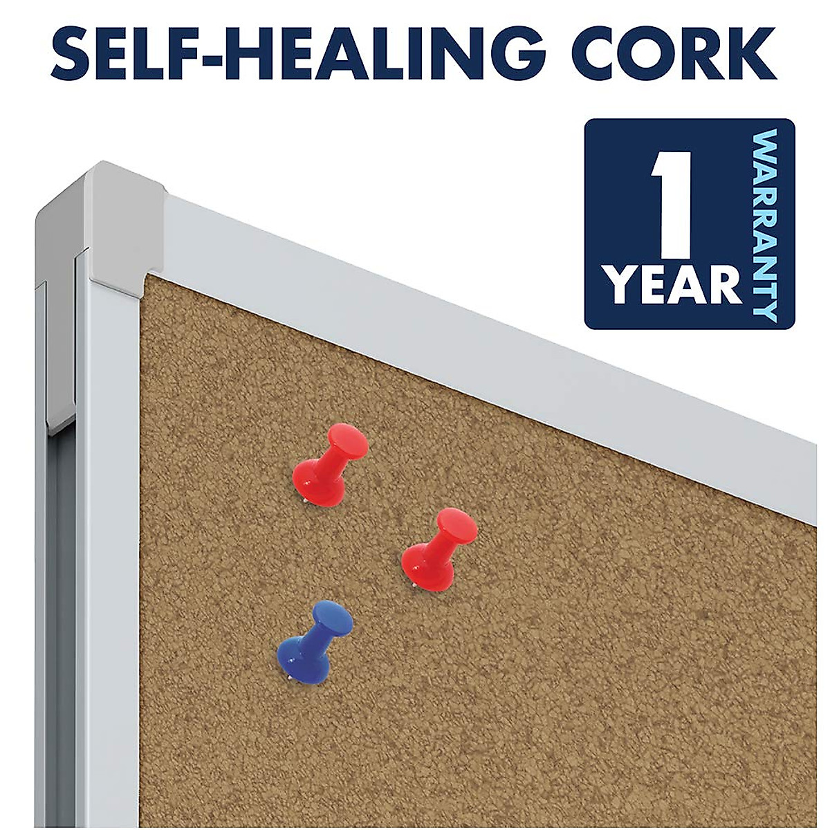 Quartet Mead Corkboard, Framed Bulletin Board, 4' x 3', Cork Board, Aluminum Frame (85362)