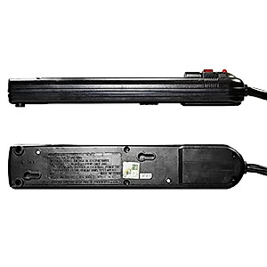 Weltron - 6 Outlet Surge Protector Power Strip 10 ft. Black (WSP-600PLF-10BK)