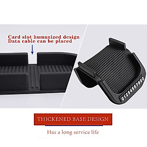 Car Dashboard Cell Phone Holder Anti-Slip Pad Double-Groove with Number Plate Auto Silicon Tray, Car Dashboard Accessories for Phone GPS Keychains Sunglasses Mat