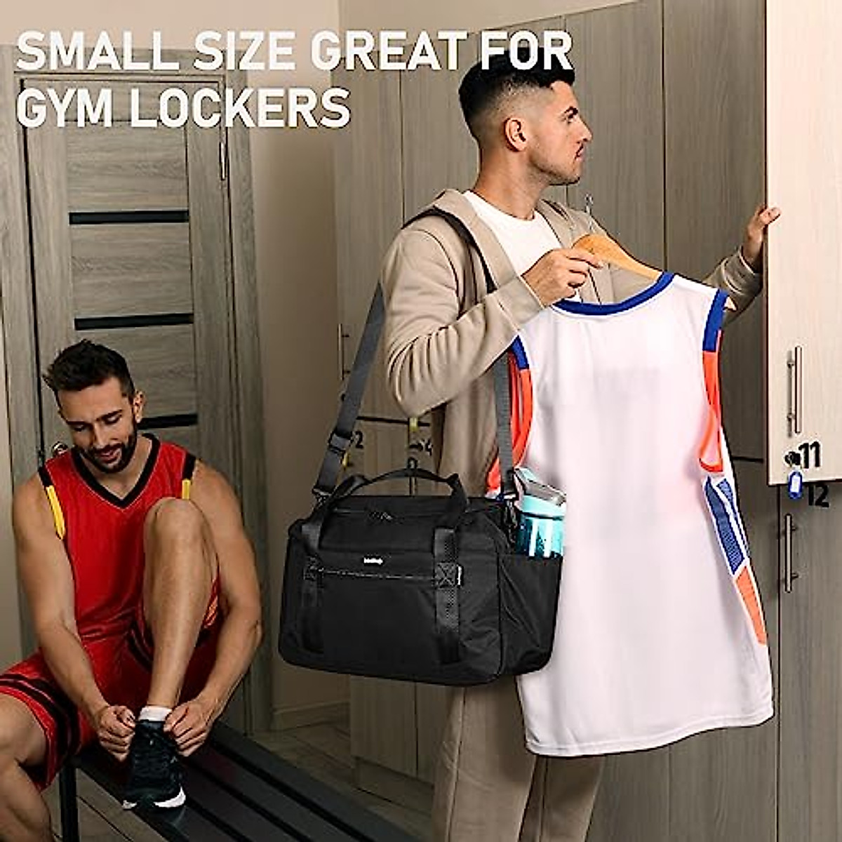 ECOHUB Small Gym Bag Travel Duffle Bag with Wet Pocket & Shoes Bag Waterproof Personal Item Bag Weekender Bag for Men and Women Overnight Shoulder Bag with Laptop Compartment (Black)