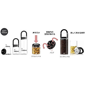 Prepara Evak Classic Glass Food Storage, 46 Ounce, Black