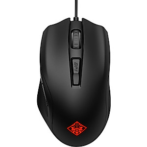 HP Omen 400 Wired USB Gaming Mouse, Optimized Mechanical Switches, Quick Adjust 1600-5000 DPI Optical Sensor, Sniper Mode 400 DPI, RGB LED, Customizable Buttons