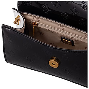 GUESS womens Zira Mini Crossbody Flap, Mocha Logo/Black, one size US