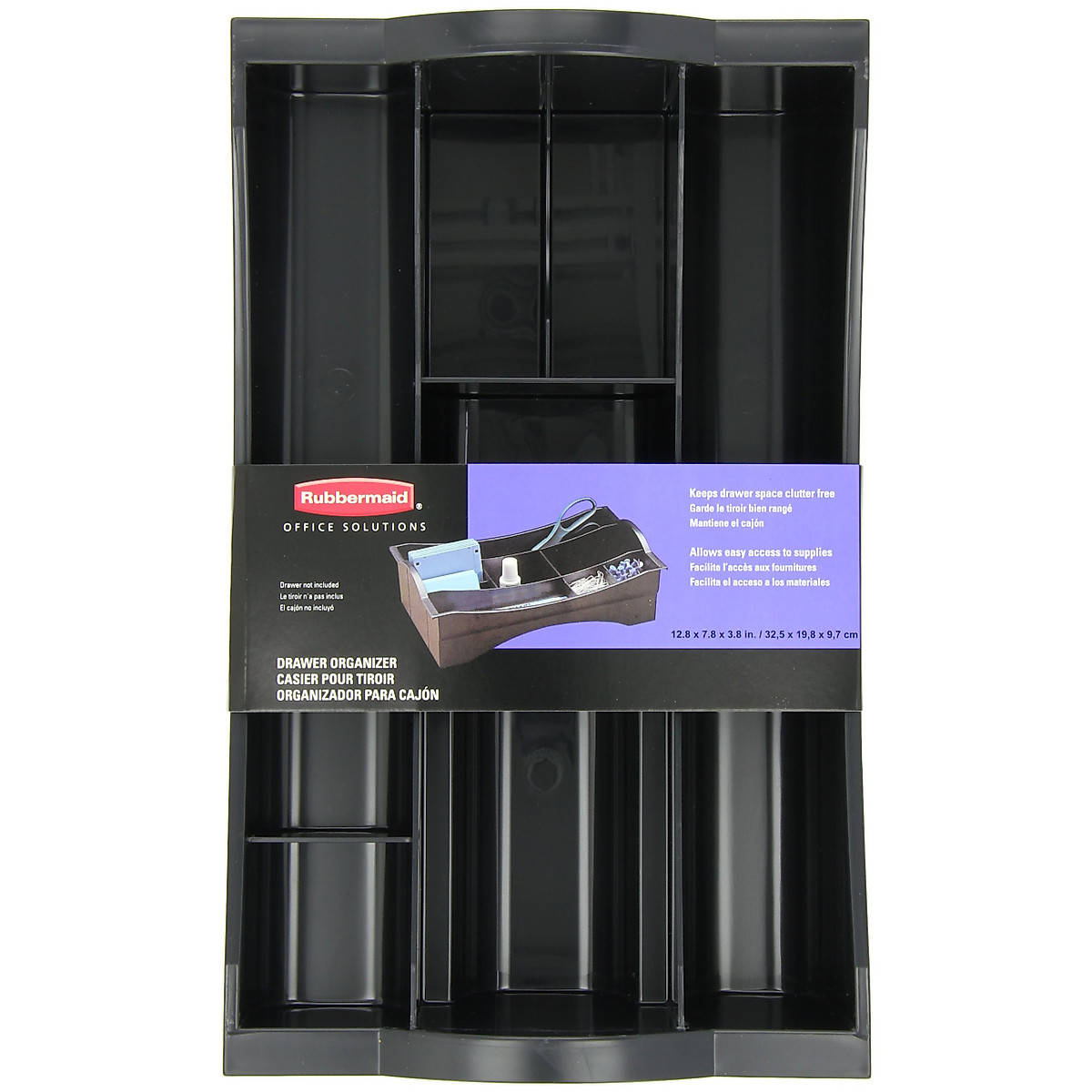 Rubbermaid Hanging Desk Drawer Organizer, Plastic, Black (11916ROS)