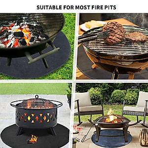 Fire Pit Mat Fireproof Mat Chimineas for Deck,Protection Grill & Patio Fire Pit Pad Hearth Rug, Fireproof Mat, Deck Protector for Wood Burning Fire Pit, Gas Fire Pit, Charcoal Grill (36 Inch)