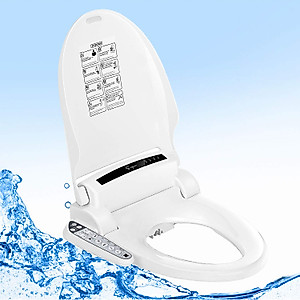 Empava Electric Bidet Elongated Heated Toilet Seat-Warm Air Dryer-Temperature/Water Pressure Control-Slow Closing Lid, White