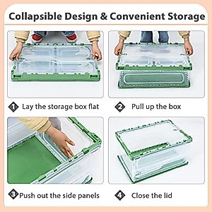 Giantex 4 Pack Storage Bins with Lids, Clear Collapsible Storage Box w/ 79.3 QT Large Space & Side Handle, Stackable Plastic Storage Container for Organizing Books Clothes Tools Snacks Home Office