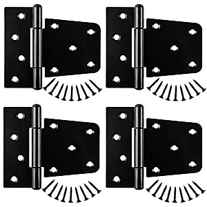Heavy Duty Gate Hinges 3.5 inch 4 Pack, Black Iron Door Hinges for Shed Barn Wood Fence Gate (Included Screws)