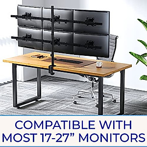 Stand Steady Clamp-On 6 Monitor Mount Desk Stand | Height Adjustable Monitor Stand with Full Articulation VESA Mount | Fits Most LCD/LED Monitors 17-27 Inches | Six Monitor Arm (Black)