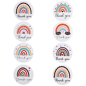 Rainbow Sticker Ruiwaer 500pcs Rainbow Thank You Label Stickers 1.5 Inch Round Wedding Holiday Party Decoration Birthday Gift Sticker Baking Sticker Label