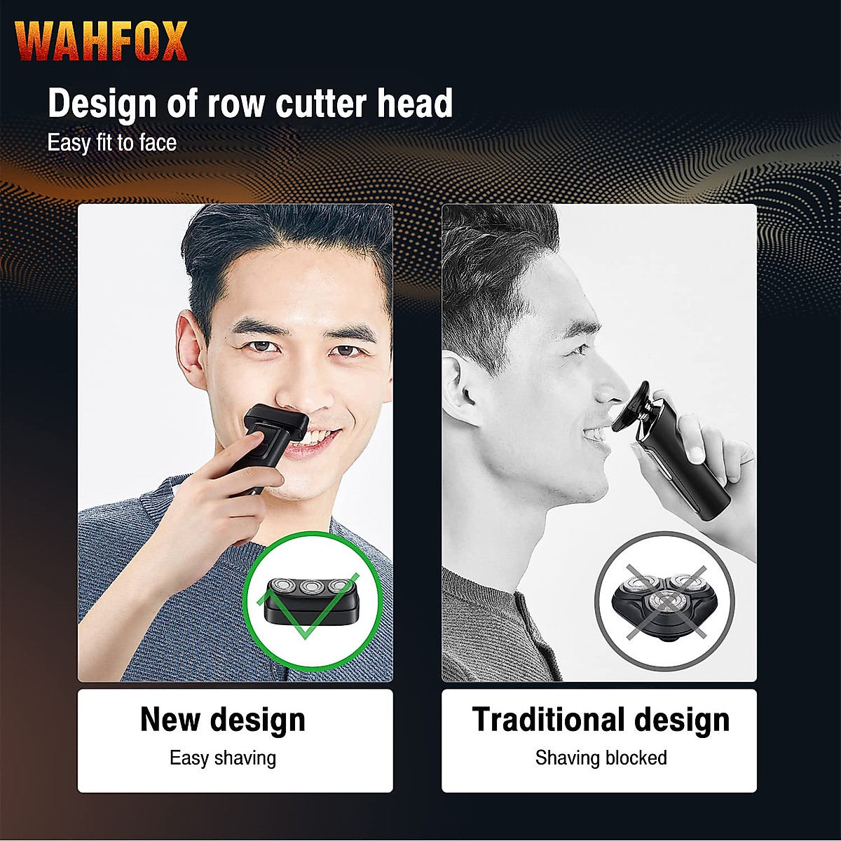 WAHFOX Electric Shaver Wet & Dry Shaver with Charging Stand, Pop-up Trimmer, with Shaving Cream, Rechargeable Shaver