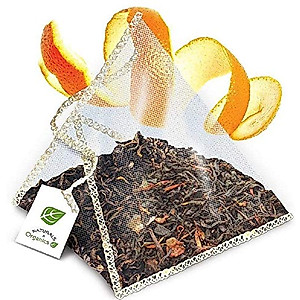 Naturals-n-Organics Organic Bergamot Citrus Earl Grey Tea with Natural Italian Bergamot Oil for Autophagy and Detox, 24 Bio-degradable Pyramid Tea Bags