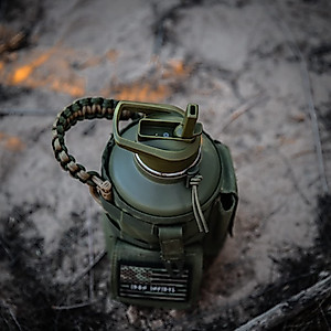 Iron Infidel Battle Bottle Straw Lid & Cleaner Brush Kit - 64 Oz Water Bottle Lid Replacement with Straw, Wide Mouth Lid, and Long Handle Water Bottle Cleaning Scrub Brush Tool (Green/Tan)