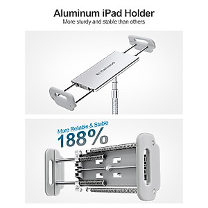 elitehood Aluminum iPad Tripod Stand, 72in Height Adjustable iPad Floor Stand, Heavy Duty Silver iPad Tripod Holder Mount, Compatible with iPad Pro 12.9, 11, iPad Air Mini 4.7-13in Tablets & Phones