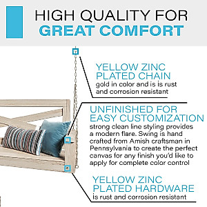 Porchgate Amish Heavy Duty 700 Lb Boardwalk Porch Swing W/Chains (5 Foot, Unfinished)