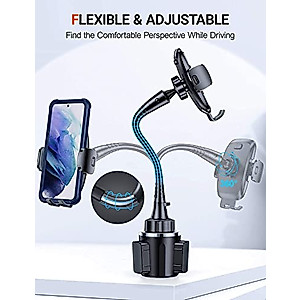 TORRAS [Truck Friendly 15in Car Cup Holder Phone Mount [Easily Install & Adjustable] Long Gooseneck Cupholder Cell Phone Mount for Car Truck Fit with iPhone 13 12 Pro Max Samsung Galaxy S22 S21 & All