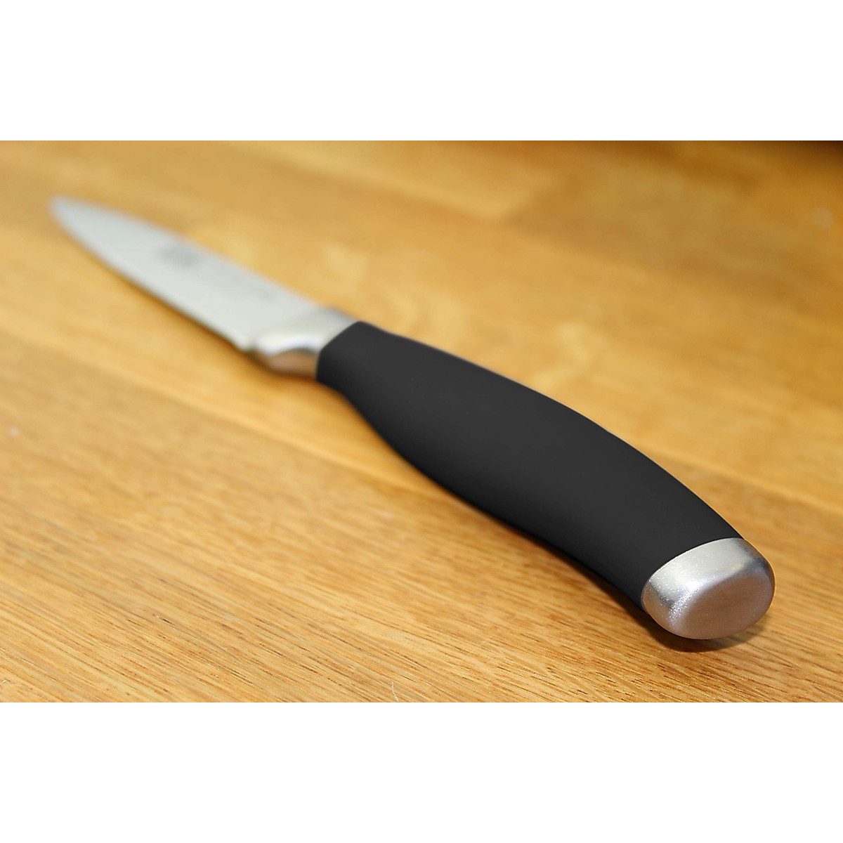 Taylors Eye Witness Syracuse Vegetable Paring Kitchen Knife - Professional 8cm/3.5” Cutting Edge, Multi Use. Ultra Fine Blade, Precision Ground Razor Sharp. Soft Textured Grip Matte Black Handle.