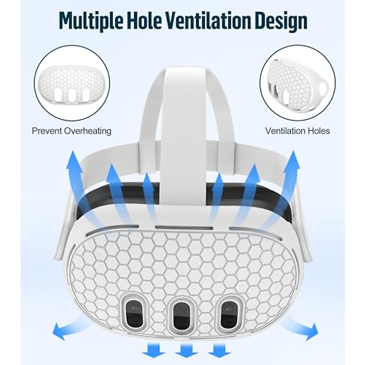VR Shell Protective Protector Cover for Meta/Oculus Quest 3 Accessories, Silicone Front Headset Protector Cover Anti Scratch Anti Dust Anti Shock, Compatible with Quest 3 Accessories (White)