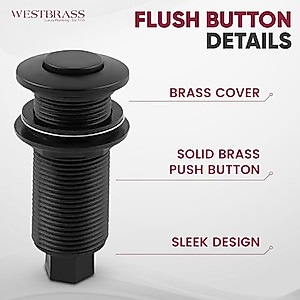 Westbrass ASB-07 Sink Top Waste Disposal Air Switch and Single Outlet Control Box, Flush Button, 1-Pack, Satin Nickel