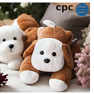 uoozii 24" | 5 Pounds Caramel Dog Weighted Stuffed Animals with Unscented Microwavable Heating Pad, Cute Coolable Heatable Weighted Plush Warm Gift for Kids & Adults